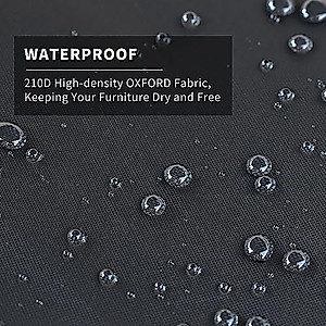 NICESOUL® Outdoor Sofa Set Cover Waterproof Furniture Set Covers PU Coating with Air Vents Adjustable Zippers Patio Conversation Cover Black