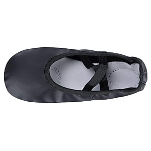 Dynadans Leather Ballet Shoes/Ballet Slippers/Dance Shoes for Girls and Boys (Toddler/Little/Big Kid/Women)-Black-4M Big Kid