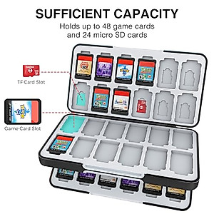 HEIYING Game Card Case for Nintendo Switch&Switch OLED,Customized Pattern Switch Lite Game Card Case with 48 Game Card Slots and 24 Micro SD Card Slots