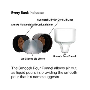 Ragproper Modern Glass Hip Flask - Glass Flask Bottle with Caps for Liquor & Spirits, Durable Liquor Glass Flask with Cork Lids, Pour Funnel, Black Silicone Flask Sleeve, Single Shot 100ml