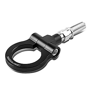 Billet Aluminum Racing Front Tow Hook Compatible with Honda Fit 2009 2010 2011 2012 2013, M18 x 2.5 (Black)