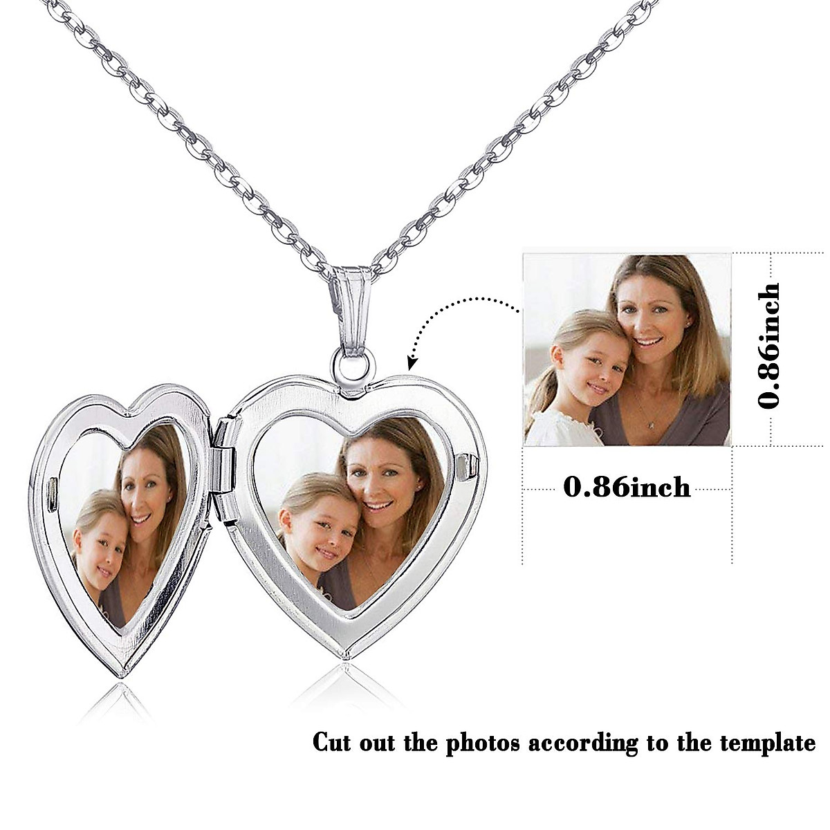 YOUFENG Locket Necklace that Holds Pictures Flower Lockets Necklaces Pendant 18K Gold Plated Gifts Jewelry Silver Heart