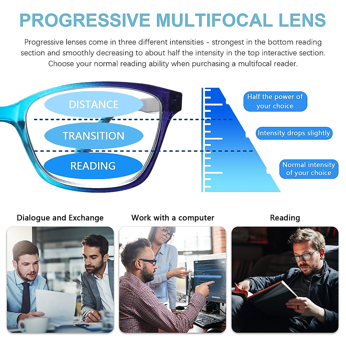 STASTEND 4 Pack Progressive Multifocus Reading Glasses for Women Men Spring Hinge Blue Light Blocking Readers (MIX, 1.50, x)