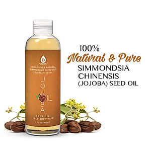 Pursonic Pursonic 100% Cold Pressed Pure Golden Jojoba Oil for Dry Skin or Damaged Hair, Natural & Unrefined - Moisturizes & Revitalizes Skin, 6 Ounce, 1 count, JJO6