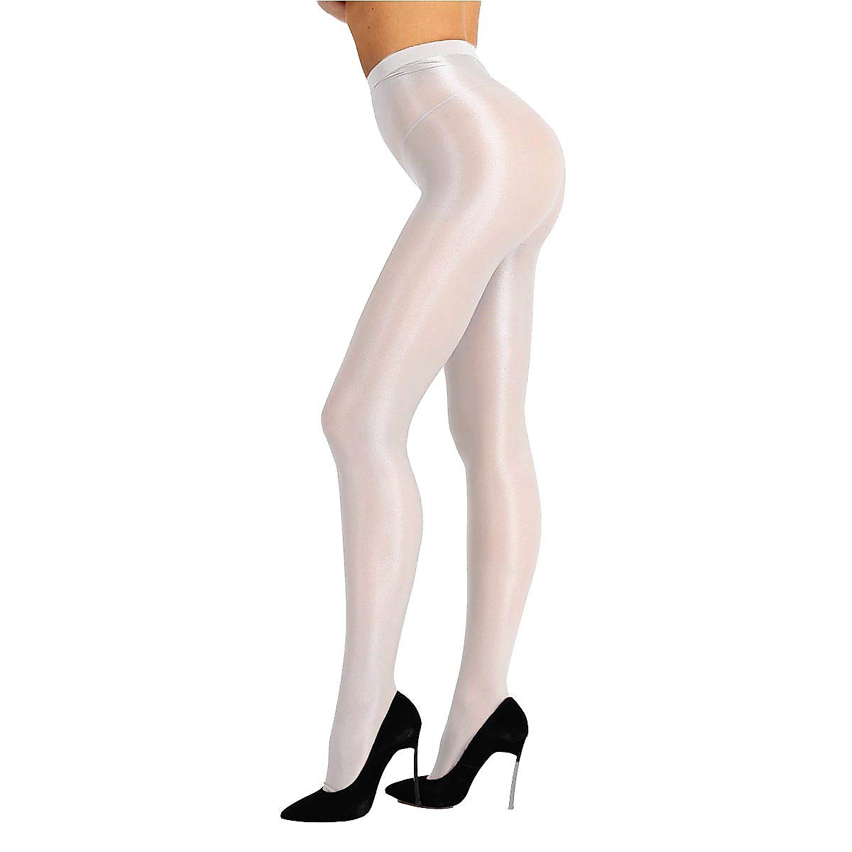 easyforever Women's Sheer Tights Stockings Shiny Stockings Pantyhose Silk Pantyhose Silk Stockings White One Size