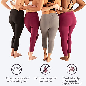 LUMANA Leakproof Womens Leggings: Bladder Control Athletic Bottoms - Leggings with Pockets Designed with Built-in Bladder Leakage Pads for Women, 22" Inseam (Black, Small)
