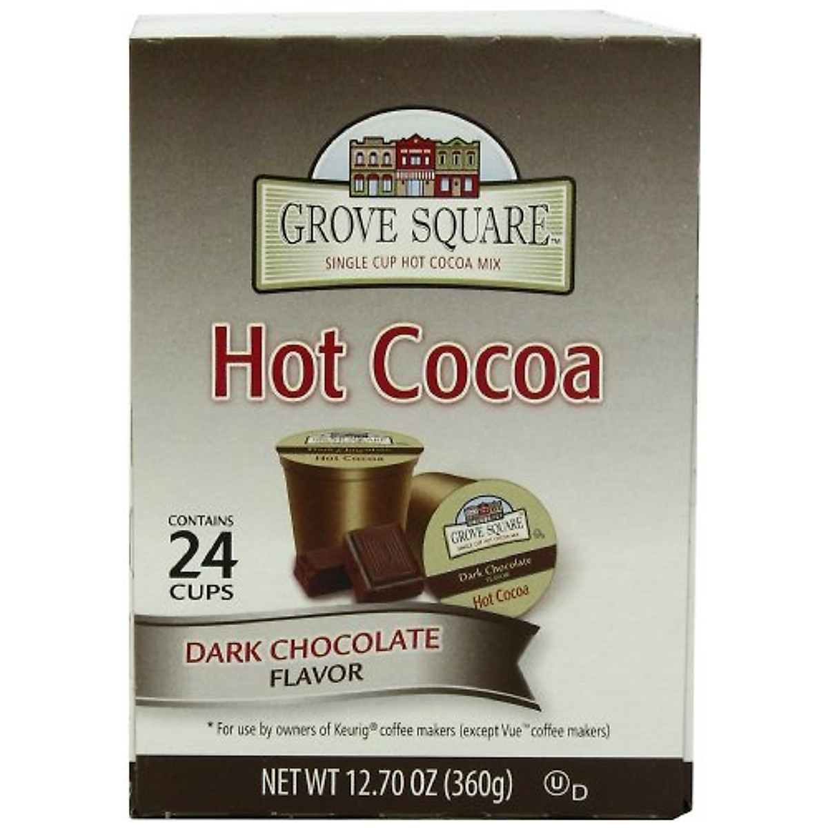 Grove Square Hot Cocoa Pods, Dark Chocolate, Single Serve (Pack of 24) (Packaging May Vary)