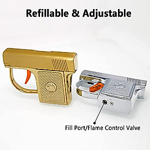 Butane Torch Lighter Metal Windproof Lighter Refillable Adjustable Jet Flame Cool Lighter for Kitchen Grill BBQ Candle Camping, Men Gift with Gift Box (No Gas) (Black)