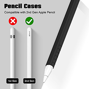 Laviitp 3 Pack Case for Apple Pencil Pro 2024 & 2nd Generation: Protective Cover Sleeve Accessories for iPencil 2nd Gen w/ 6 Nibs Cover Silicone Grip Skin for iPad Pencil, Black+Grey +Green