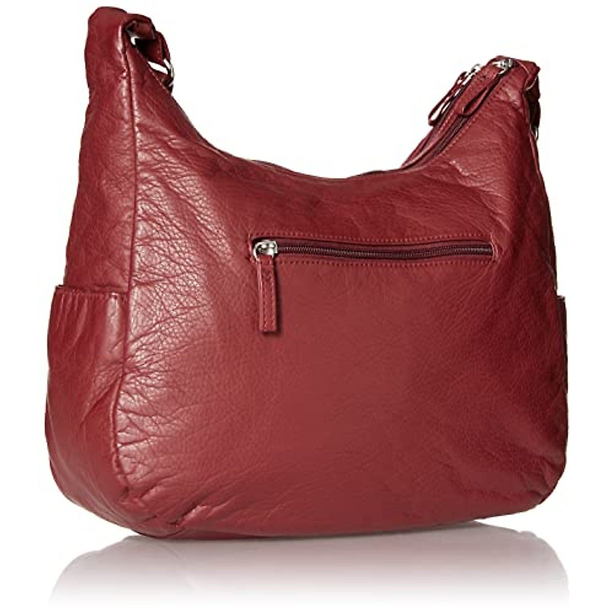 Bueno of California Grainy Washed Organzier Shoulder Bag, Wine