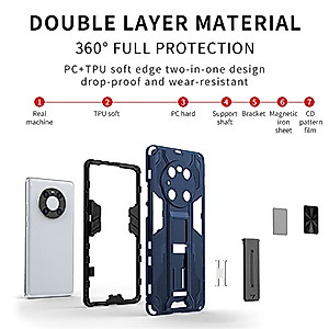 Asuwish Phone Case for Huawei Mate 40 Pro 5G with Tempered Glass Screen Protector Cover and Slim Stand Hybrid Rugged Kickstand Cell Mobile Accessories Hawaii Mate40Pro Mate40 40Pro 4G Women Men Blue