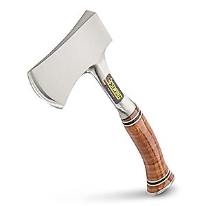 ESTWING Sportsman's Axe - 12" Camping Hatchet with Forged Steel Construction & Genuine Leather Grip - E14A