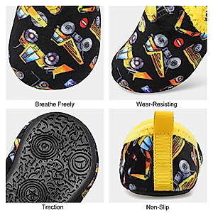 XIHALOOK Toddler Baby Girls Boys Slipper Socks with Grippers Toddler Slip on House Slippers Black Car, 6.5-7.5 Toddler