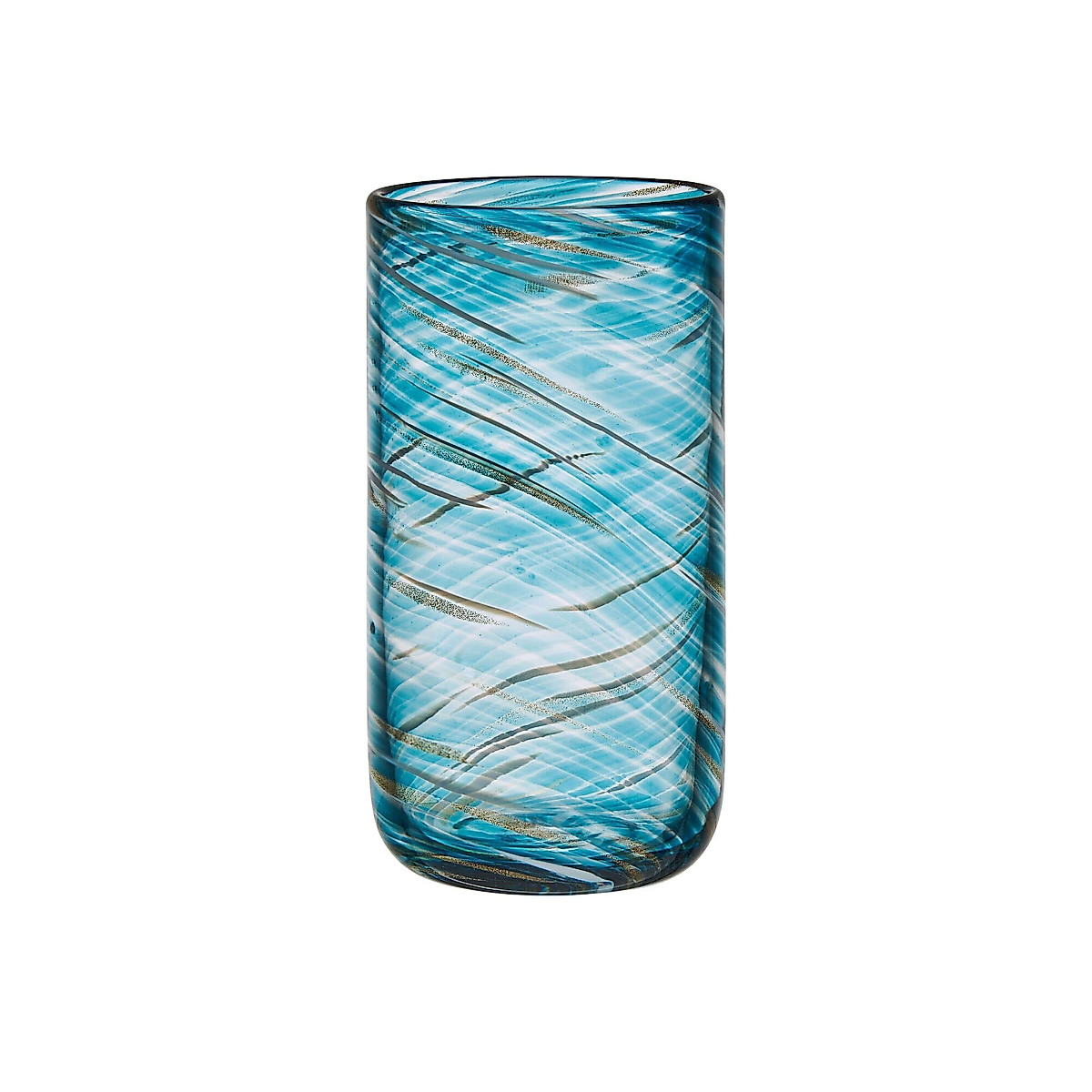Mikasa Color Swirl Highball Glass Tumbler Cups, Set of 4, Blue