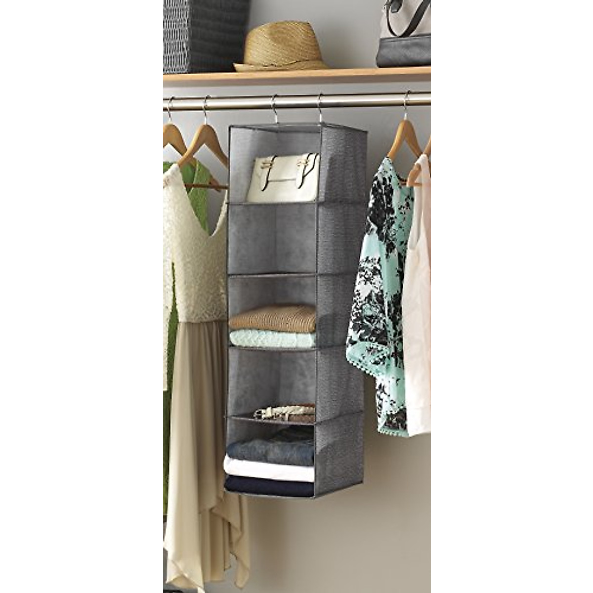 Whitmor Hanging Accessory Shelves 5 Open Sweater Shelves Crosshatch Gray