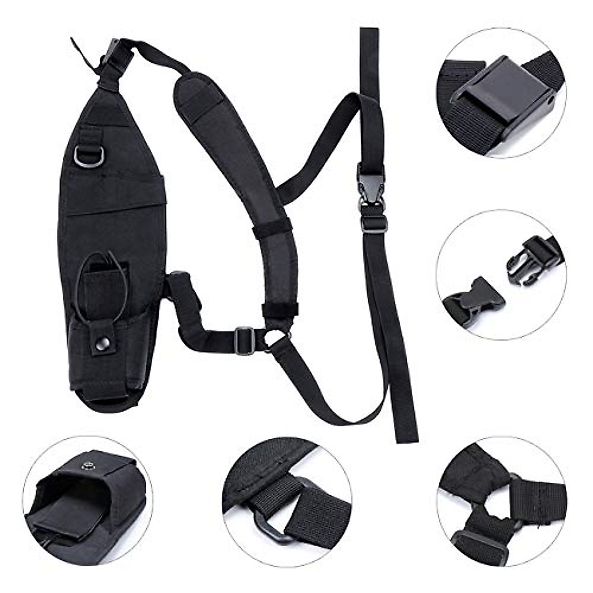 abcGoodefg Universal Left Side Radio Shoulder Holster Chest Harness Holder for Two Way Radios Walkie Talkie Rescue Essentials