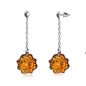 Ian and Valeri Co Amber Sterling Silver Rose Dangle Earrings
