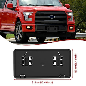 KEWISAUTO Front License Plate Frame for F150 18-20, Black Front Bumper License Plate Bracket Holder Cover for Ford F150 2018-2020 Accessories (1PCS, Replace #JL3Z-17A385-BA)