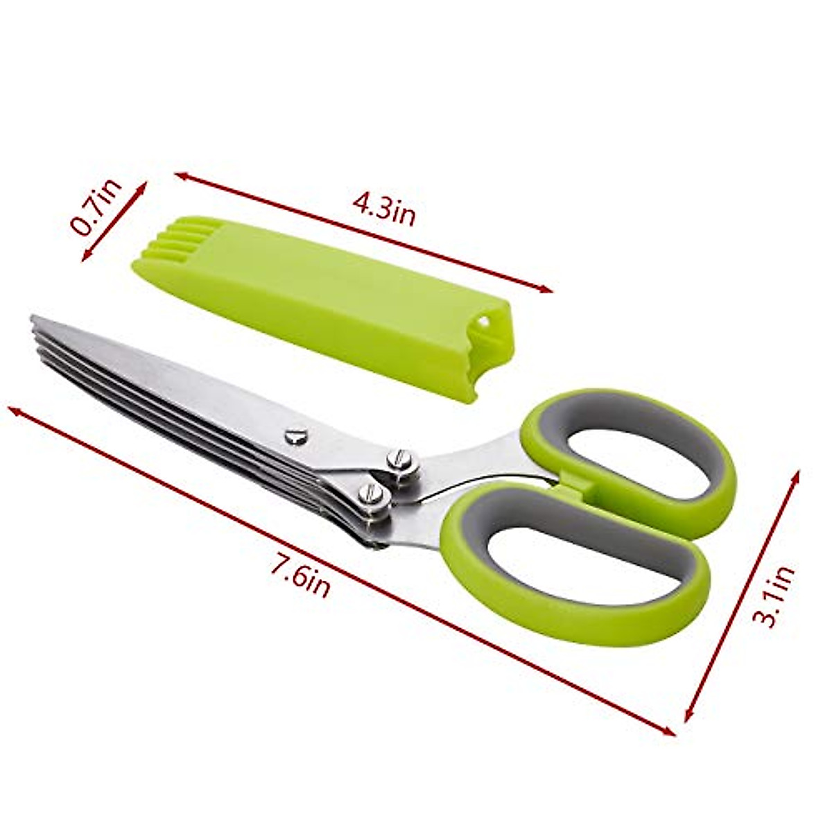 LHS Herb Scissors with 5 Multi Stainless Steel Blades and Safe Cover Kitchen Gadgets Cutter, Kitchen Chopping Shear, Mincer, Sharp Dishwasher Safe Kitchen Gadget, Culinary Cutter