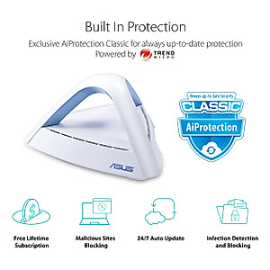 ASUS AC1750 Mesh WiFi System (Lyra Trio 3PK) - Whole Home Coverage up to 5,400 sq.ft & 6+ Rooms, Compatible with Alexa, AiMesh, Free Lifetime Internet Security, Parental Control