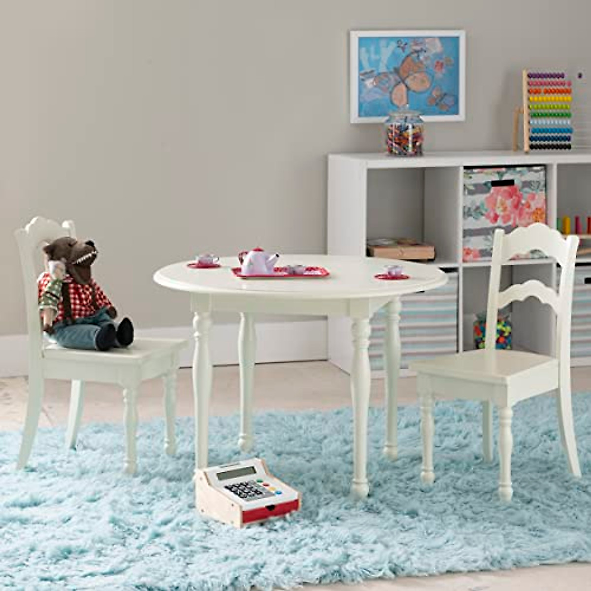 Powell Furniture Table and 2 Chairs, Cream Youth, Kid Size Chat Set