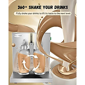 Moonshan Automatic Milk Tea Shaker Machine 360° for Bubble Tea Boba Tea Electric Milk Tea Shaking Machine Juice Coffee Milk Wine Cocktail Double Cup 350ml-750ml with PC Cups