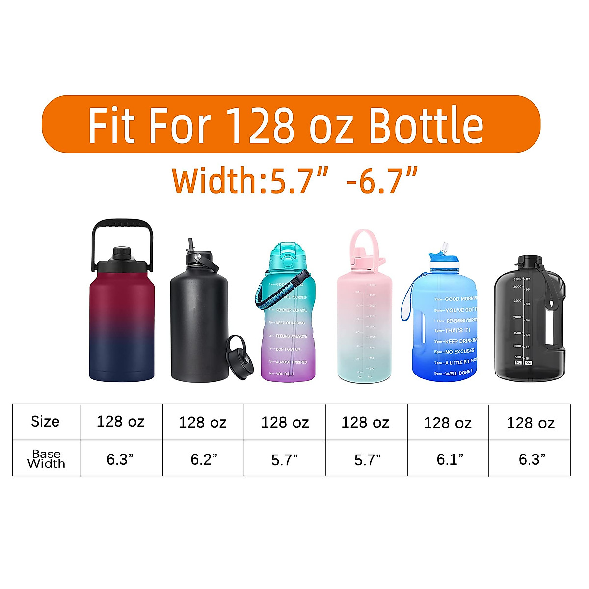 AceTreker 64/87/128 oz Neoprene Water Bottle Sleeve, Half Gallon/One Gallon Sling Carrier Bag for Vacuum Metal Steel Water Jug with Adjustable Shoulder Strap, Paracord Handle and 2 Pocket-Green