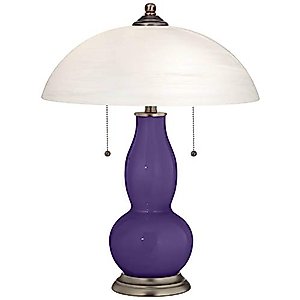 Color + Plus Izmir Purple Gourd-Shaped Table Lamp with Alabaster Shade