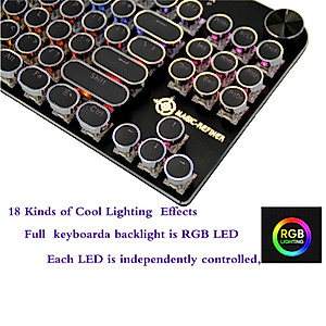 MK11 RGB Mechanical Keyboard Wireless/Wired Multi-Device Gaming Keyboard-Blue Switch-RGB LED Backlit-87 Keys for PC/Mac/iPad/iPhone/Smartphone/Laptop (Black)