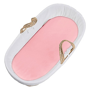 Satin Bassinet Sheets for Baby Girl 2 Pack Pink Bassinet Sheet for Baby Hair and Skin, Soft Silky Bassinet Sheet for Rectangle, Hourglass, Oval Cradle or Bassinet Pad＆Mattress, Pink