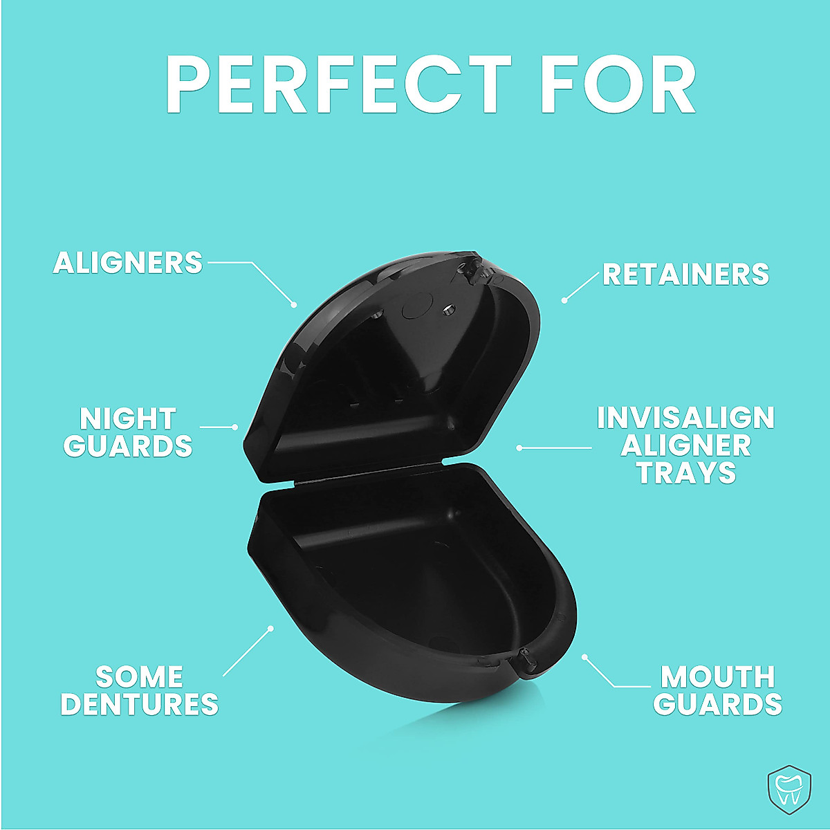 FRESH KNIGHT Retainer Case (2 Pack). Retainer Case with Vent Holes. Perfect for Denture, Mouth Guard, Aligner. (Black)