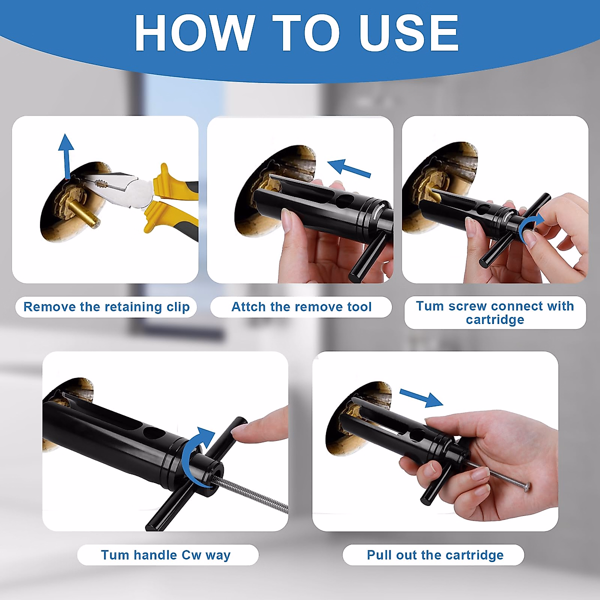 New Upgraded 104421U Cartridge Removal Tool, Cartridge Puller Replacement Compatible with Moen 1200, 1222, 1225 Series Single Handle Posi-Temp Pressure Balanced Tub/Shower Faucet Rough-in Valves