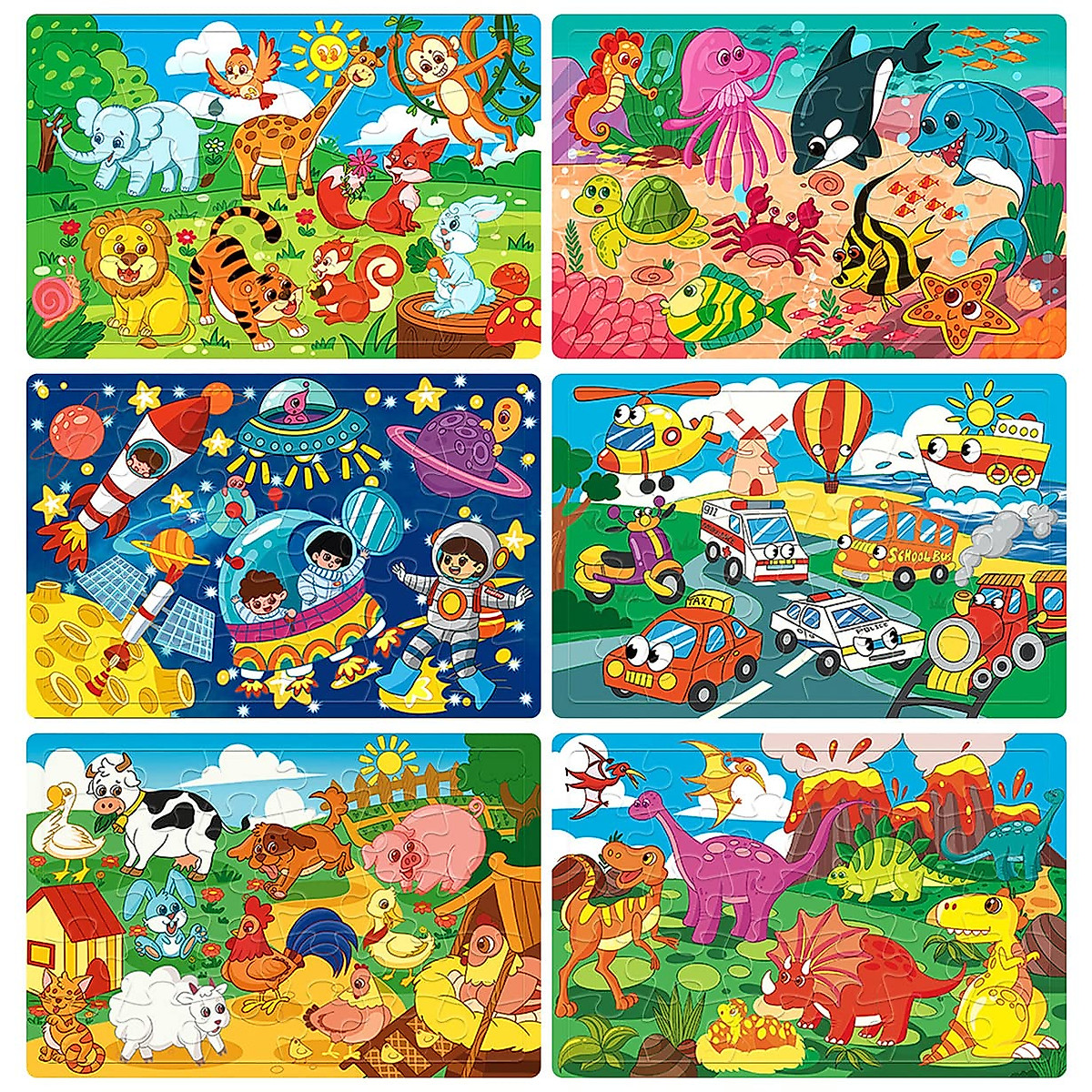 Puzzles for Kids Ages 3-5, Toddler Puzzles 30 Piece Wooden Jigsaw Puzzles for Preschool Children Learning Educational Puzzles Toys for Boys and Girls (6 Pack)