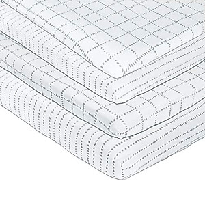 Petit Dreams Pack N Play, Mini-Crib Sheet 2 Pack - Jersey Knit Cotton for Baby Boy or Baby Girl, Grey