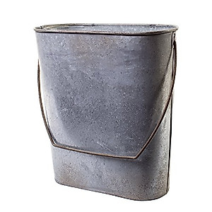 Red Co. 10” Tall Farmhouse Galvanized Tin Metal Hanging Bucket with Hoop Handle, Brushed Grey