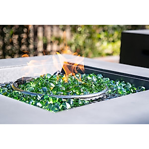 AKOYA Outdoor Essentials 10-Pound Fire Glass Diamonds 1-inch Reflective Tempered Crystal Beads for Fire Pit (10 lbs - 1 inch, Emerald Green)