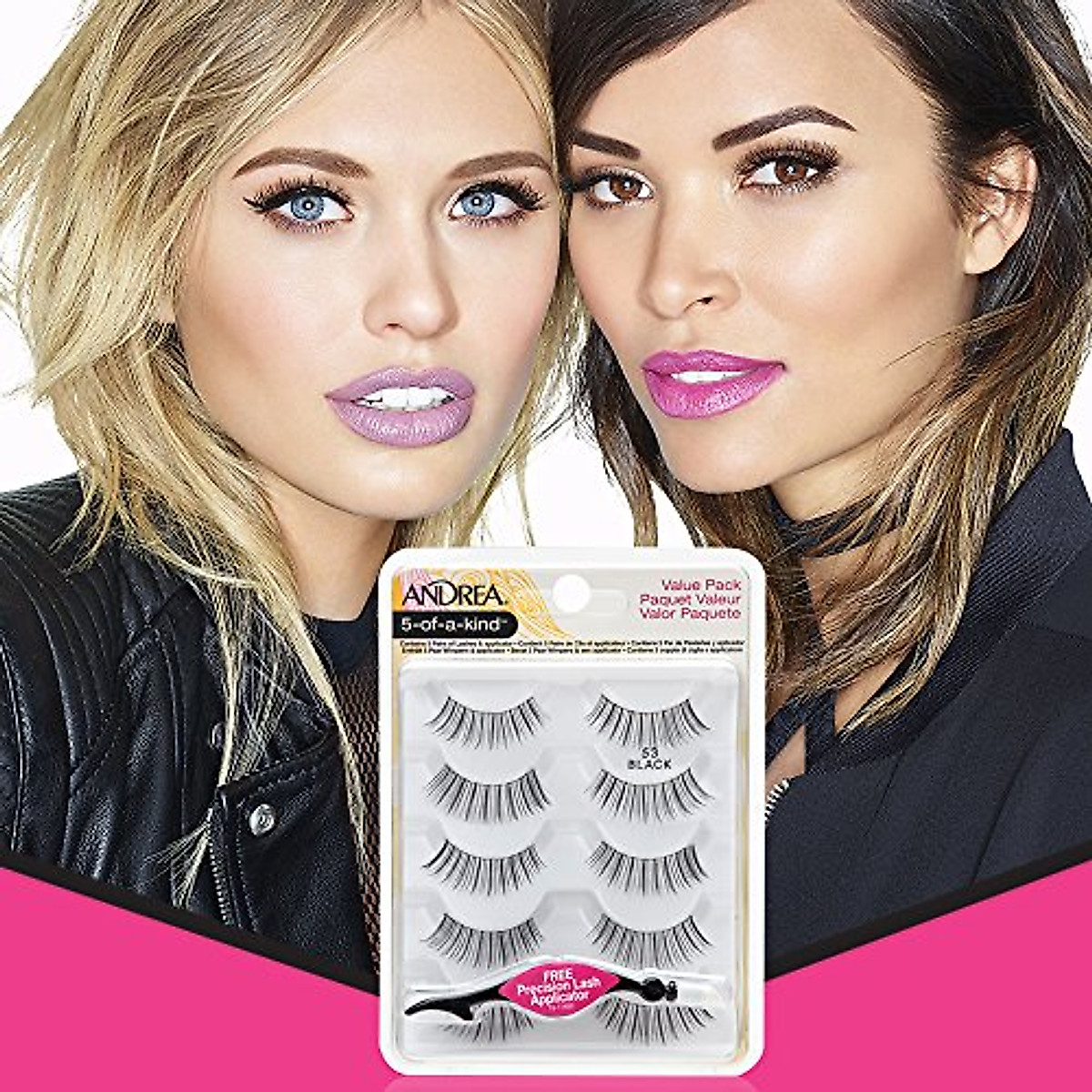 Andrea 5-of-a-Kind False Eyelashes, Multi Pack #53 with Applicator, Natural Lashes, Long-Lasting, Reusable Fake Eyelash, 1 Pack