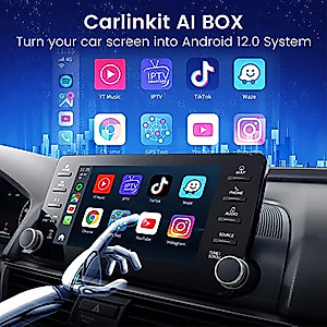 Carlinkit CarPlay Ai Box Android 12.0, 8+128G Adapter with Netflix, YouTube, Hulu,Disney+，Ai Box CarPlay Dongle Magic Box Carplay to Stream Media to Car & TV, Wireless CarPlay & Android Auto