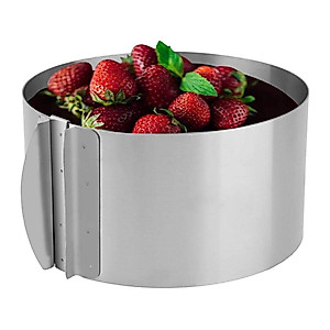 MOTZU 2 Pieces Cake Mold, Stainless Steel Mousse Cake Rings, Adjustable Mould, Cake Baking Cake Decor Mold Ring, Cake Collar, Chocolate and Cake Decorating Roll(Square + Round), 6-12 Inch