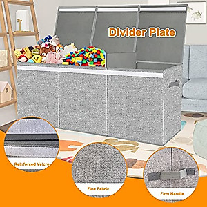 Pantryily Extra Large Toy Box for Girls Boys - Collapsible Kids Toy Chest Boxes Organizers and Storage for Nursery,Playroom,Office 35.8"x12.6"x16"(Grey)