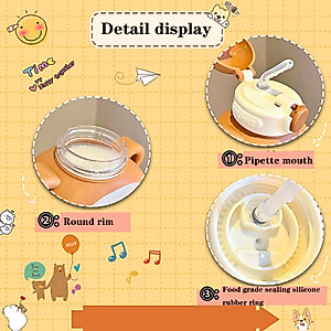 FEUSEUZ Kawaii Water Bottle 24 oz square transparent water bottle Cute little bear portable water bottle with strap and sticker (coffee,700ml)