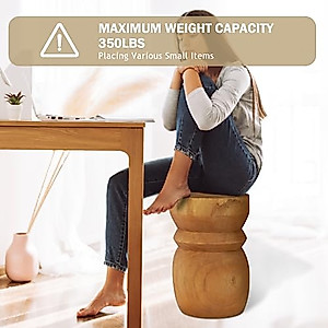 Uziass Wood Side Table Tree Stump Stool, 15”H End Table Round Outdoor Garden Natural Tree Stump Side Table for Living Room Bedroom Patio Balcony Home Decor