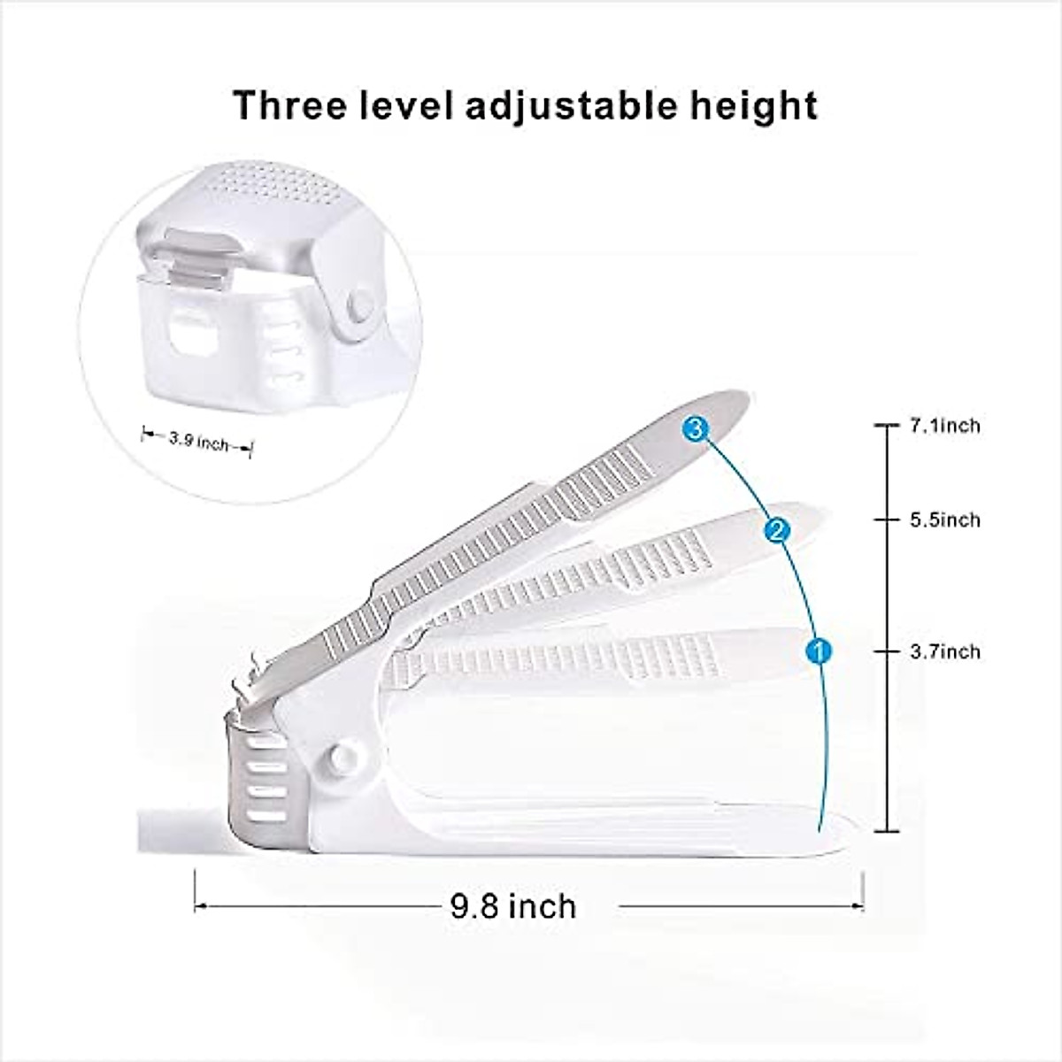 Yashong Shoe Slots Organizer, 12PCS Adjustable Double Layer Stack Shoe Rack, 50% Space-Saving Storage Rack Holder, White