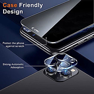 UniqueMe [4 Pack] compatible with iPhone 11 Pro Max 6.5 - inch, 2 Pack Privacy Screen Protector Tempered Glass and 2 Pack Camera Lens Protector, Anti Spy Bubble Free Case Friendly - Precise Cutout