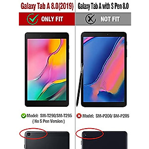 Poetic Turtleskin Heavy Duty Case Designed for Galaxy Tab A 8.0 Inch 2019 Without S Pen (SM-T290/SM-T295), Rugged Shockproof Drop Protection Kids Friendly Protective Silicone Cover Case, Black