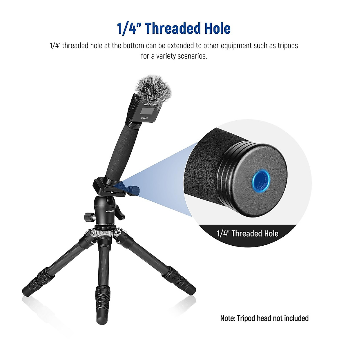 Neewer 8.7"/22cm Telescoping Interview Mic Handle for Wireless Go, Lavalier Video Microphone Handheld Adapter with Cold Shoes Compatible with RODE Wireless Go II DJI Mic CM22, MS003