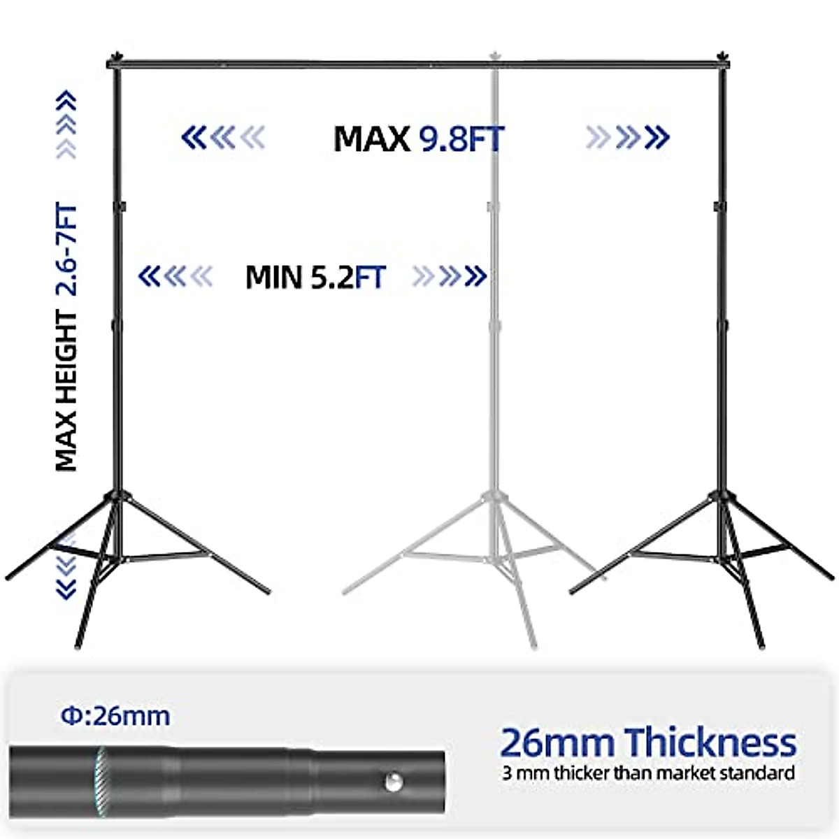 OUKMIC 10x7 ft Photo Backdrop Stand for Photoshoot Party - Adjustable Photography Back Drop Background Holder Stand with Travel Bag, 8 Backdrop Clamps, 2 Sand Bags
