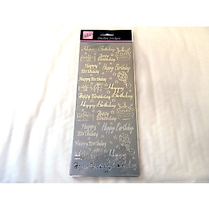 Shiny Silver Foil Happy Birthday Labels Stickers for Craft, Cards & Decoration