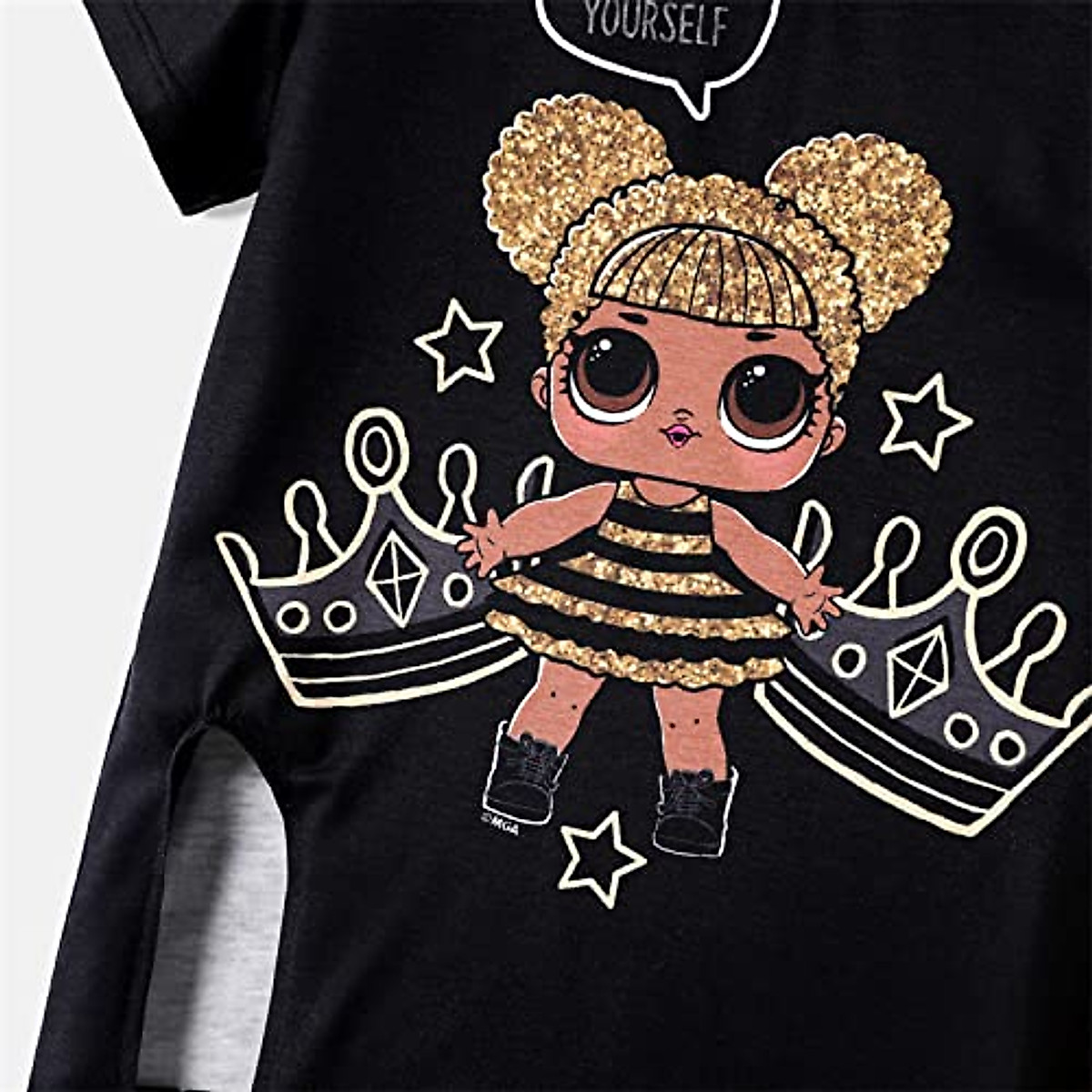 L.O.L. Surprise! Toddler Kids Girls Outfits Girls Shortsleeve Tops Tee Tshirt and Shorts Set Black 4-5 Years