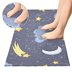 Fluffy Floor Carpet-Moon and Star ，39x20in Front Door Mat Indoor Machine Washable Carpet,Aesthetic Rug